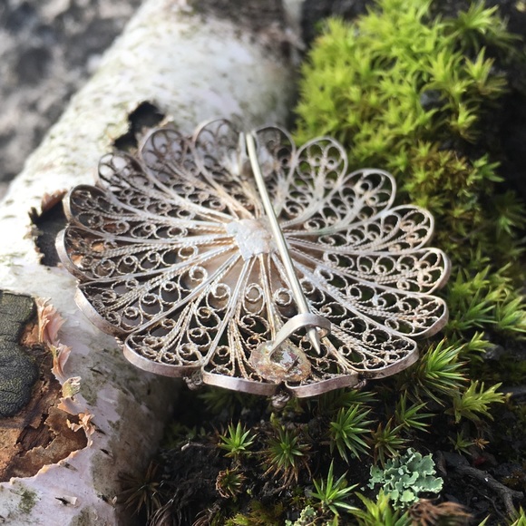 Vintage | Jewelry | Vintage 80 Silver Filigree Roman Coin Brooch | Poshmark